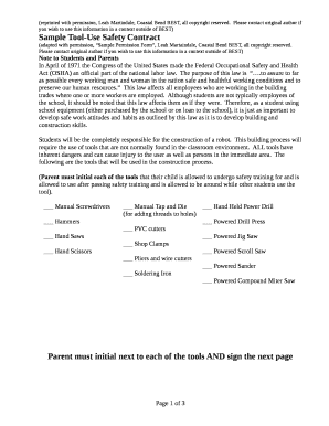 Fillable Online Vocational Tech Safety Contract Fax Email Print - pdfFiller