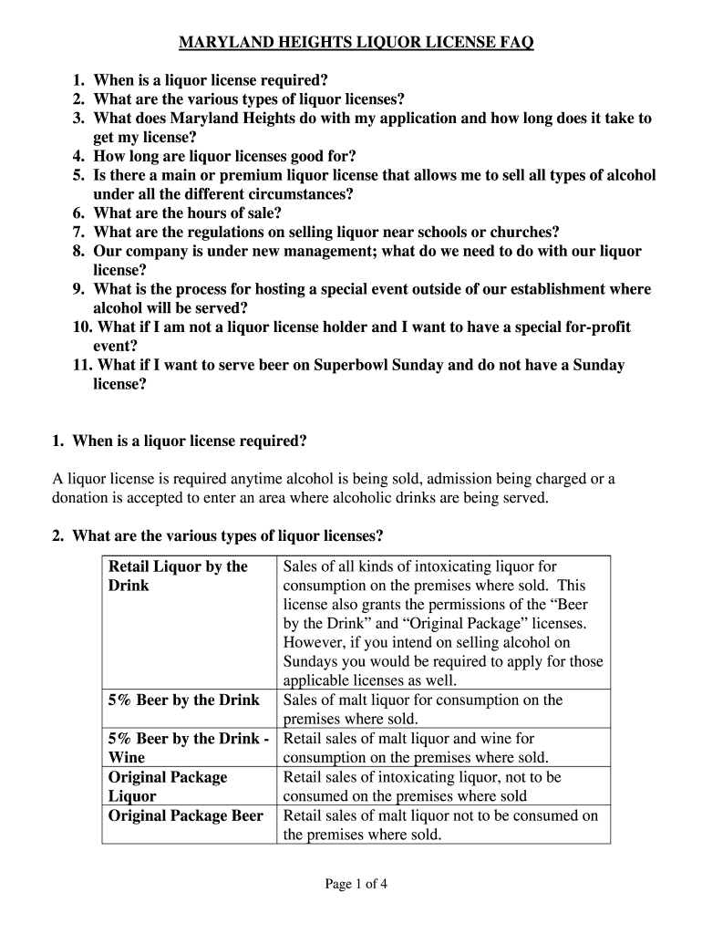 Fillable Online INSTRUCTIONS FOR LIQUOR LICENSE APPLICATION All ... Fax ...