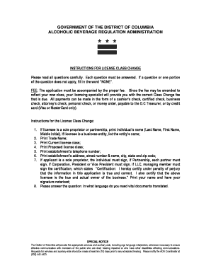 Fillable Online abra dc ABC License Class Change Application Fax Email ...