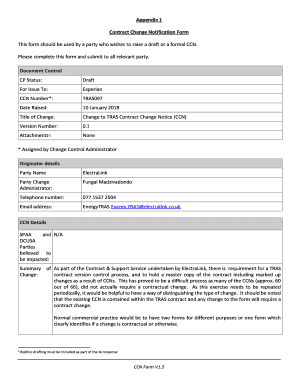 Fillable Online Appendix 1 Contract Change Notification Form This form ...