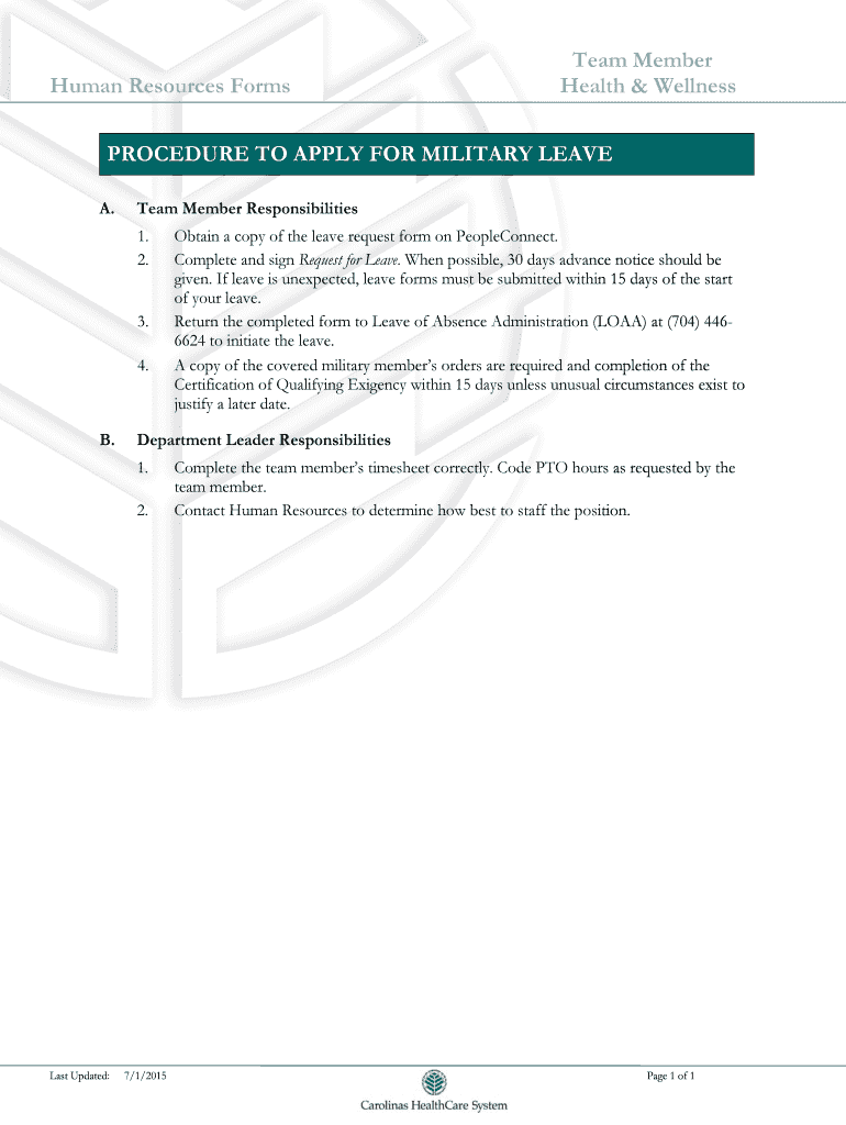 Fillable Online Military LOA Request Form - Qualifying Exigency Fax ...