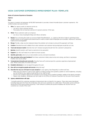 Fillable Online USDA CUSTOMER EXPERIENCE IMPROVEMENT PLANTEMPLATE Fax ...