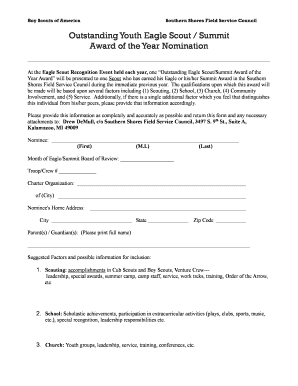 Fillable Online NESA Outstanding Eagle Scout AwardBoy Scouts of America Fax Email Print - pdfFiller