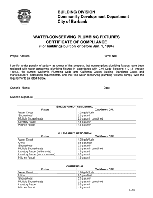 Fillable Online Certificate of Compliance - Burbank Water and Power Fax ...
