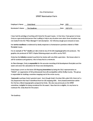 Fillable Online SPIRIT Nomination Form Fax Email Print - pdfFiller