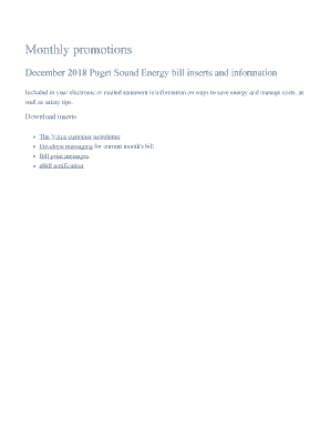 Fillable Online PSEMonthly December Bill Package - Puget Sound Energy ...