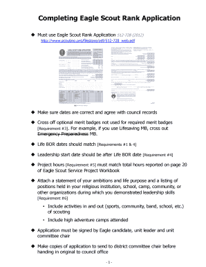 Fillable Online application for alternative eagle scout rank merit ...