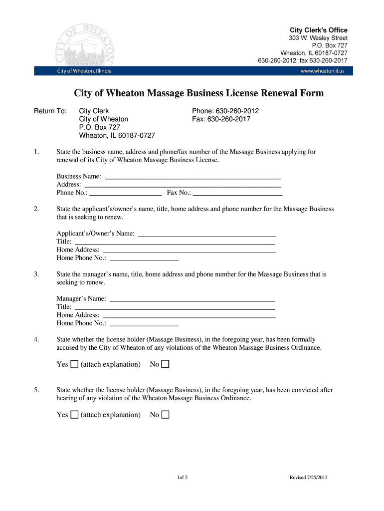 Fillable Online Massage Business License Renewal Form Fax Email Print ...