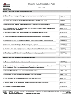 Fillable Online dnr wi TRANSFER FACILITY INSPECTION FORM. Solid Waste ...