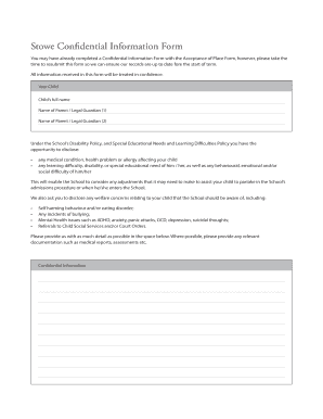 Fillable Online Instructions for Completing Confidential Information ...