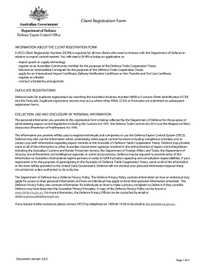 Fillable Online Client Registration Form : Department of Defence Fax ...