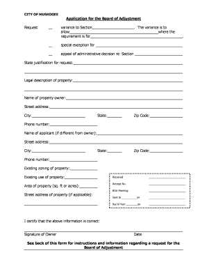 Fillable Online Application for the Board of Adjustment Request ...