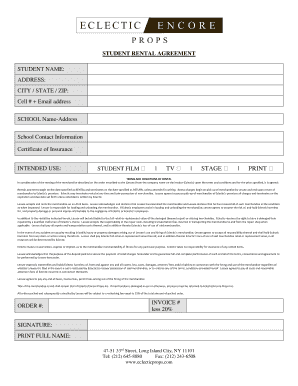 Fillable Online STUDENT RENTAL AGREEMENT Fax Email Print - pdfFiller