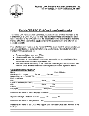 Fillable Online Florida CPA PAC Top 250 Campaign - FiCPA Fax Email ...