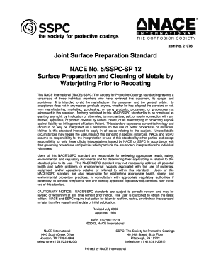 Fillable Online NACE No. 5/SSPC-SP 12. Surface Preparation and Cleaning ...