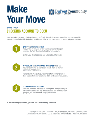 Fillable Online Switch your Checking Account to DCCU. Make your Move ...