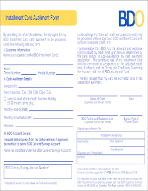 Fillable Online Proposed New AvailmentForm Installment Card Availment ...