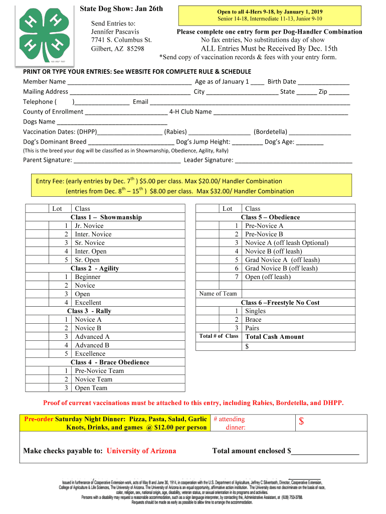 Fillable Online extension arizona Entry Form - Arizona Cooperative ...