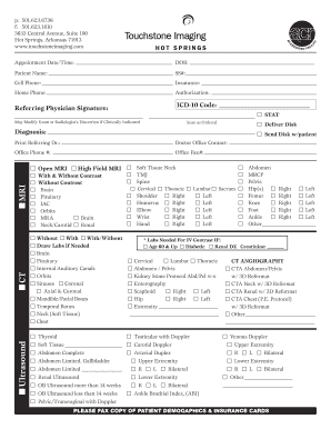 Fillable Online Ultrasound MRI CT - Touchstone Imaging Fax Email Print ...