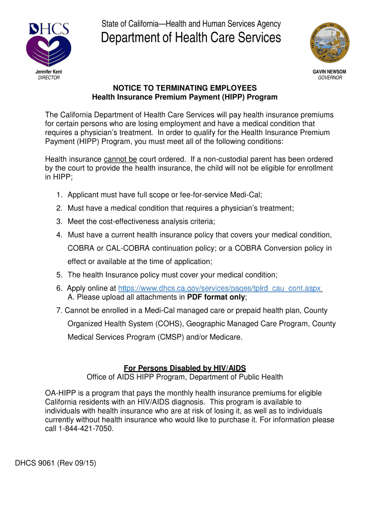 Fillable Online DHCS 9061 English 9.15. DHCS Letterhead Template Fax ...