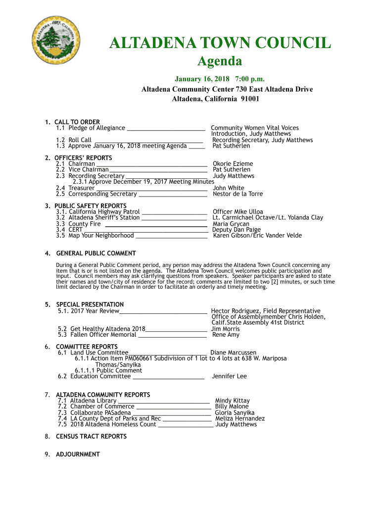 Fillable Online 1 Pledge of Allegiance Community Women Vital Voices Fax ...