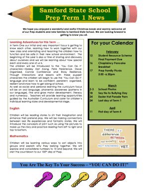 Fillable Online samfordss eq edu Samford State School Prep Term 1 News ...