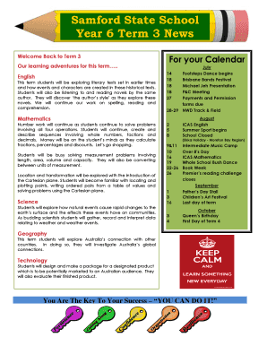 Fillable Online samfordss eq edu Samford State School Year 6 Term 3 ...