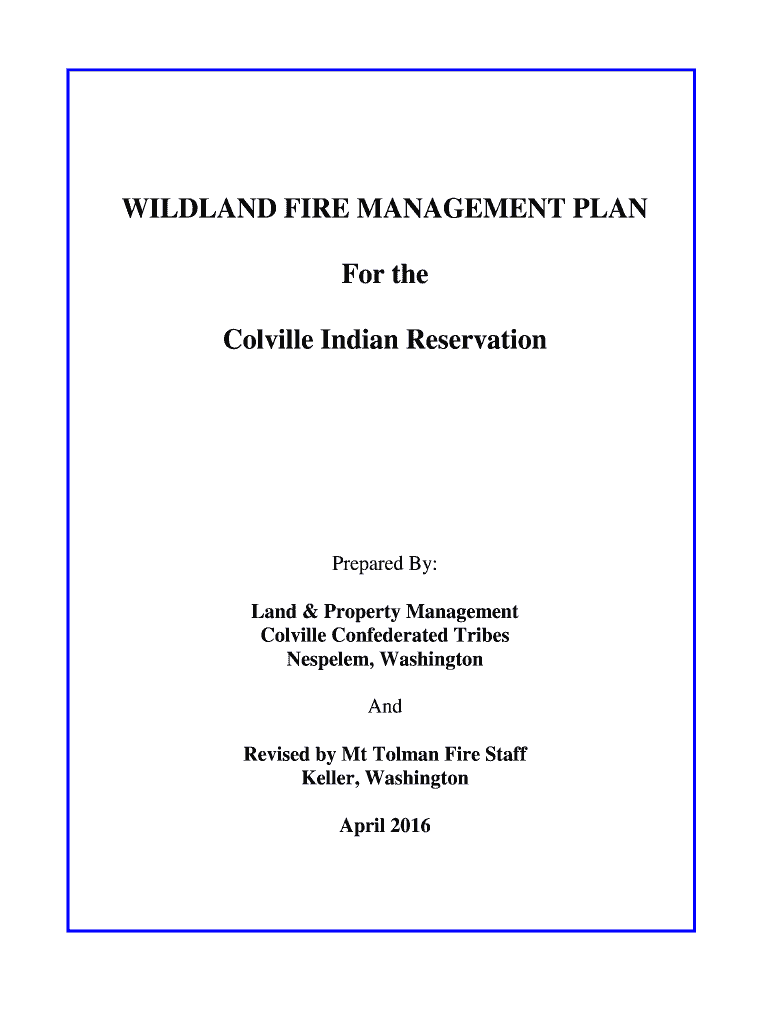 Fillable Online Wildland Fire Management Plan For the Colville ...