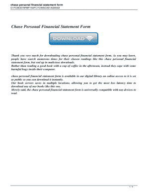 Fillable Online Chase Personal Financial Statement Form. Chase Personal ...