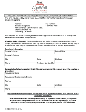 Fillable Online Coverage Determination Form - EnvisionRxPlus Fax Email ...