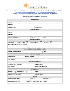 Fillable Online / IUD Insertion - Referral Form for GP's Fax Email ...