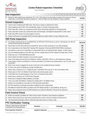 Fillable Online Cortex Robot Inspection Checklist Fax Email Print ...