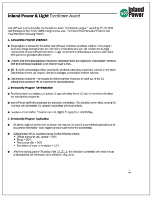 Fillable Online Inland Power & Light Excellence Award Fax Email Print - pdfFiller