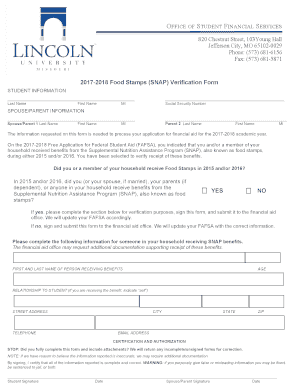 Fillable Online 2017-2018 Food Stamps (SNAP) Verification Form Fax ...