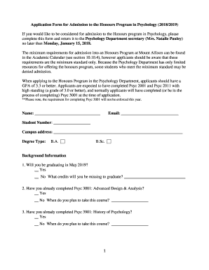 Fillable Online Application Form for Admission to the Honours Program ...