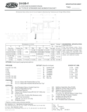 Fillable Online zurn eriepa Z415B-Y SPECIFICATION SHEET FLOOR AND ...