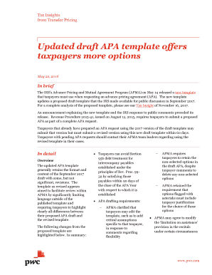 Fillable Online IRS releases new template for APA agreements - EY Tax ...