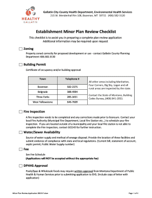 Fillable Online Establishment Minor Plan Review Checklist Fax Email ...