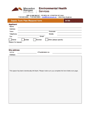 Fillable Online Septic Tank Plan Request form $130 Fax Email Print - pdfFiller