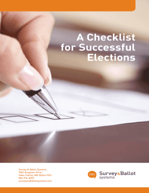 Fillable Online A Checklist for Successful Elections - Survey & Ballot ...