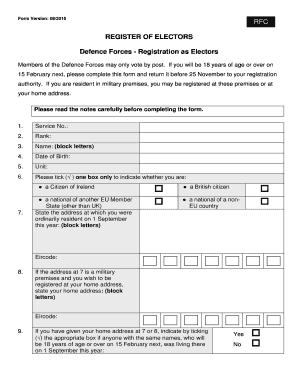 Fillable Online defence forces - registration as electors - Galway ...