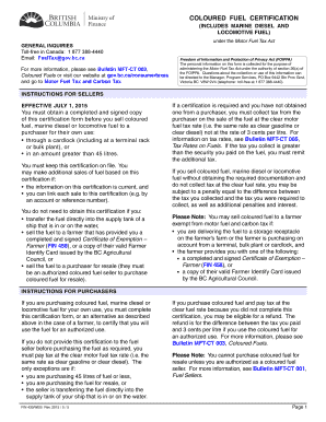 Fillable Online FIN 430, Coloured Fuel Certification (Includes Marine ...