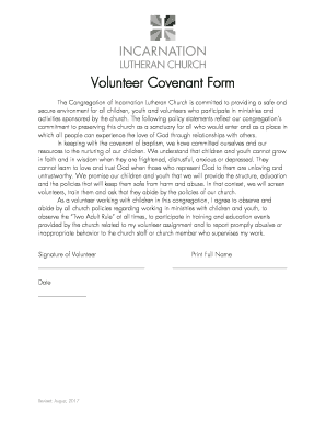 Fillable Online Volunteer Covenant Form Fax Email Print - pdfFiller