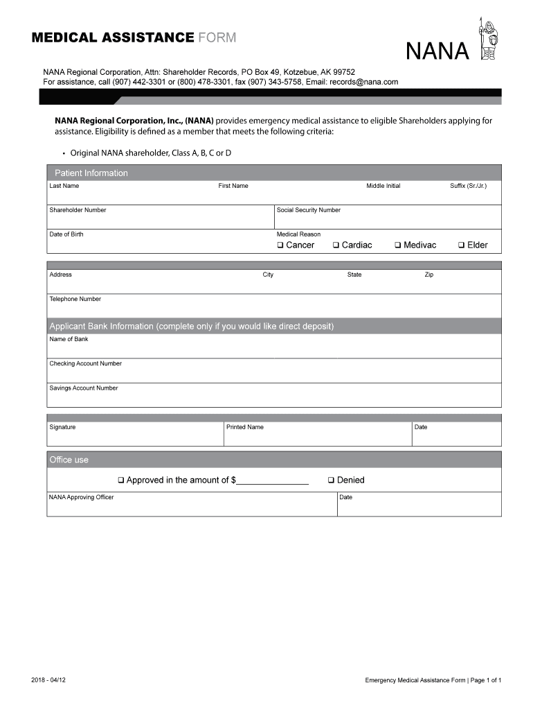 Fillable Online MEDICAL ASSISTANCE FORM Fax Email Print - pdfFiller