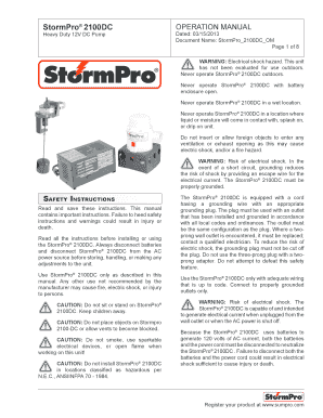 Fillable Online StormPro 2100DC OPERATION MANUAL - Sump Pumps Fax Email ...