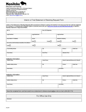 Fillable Online Interim or Final Statement of Standing Request Form Fax ...