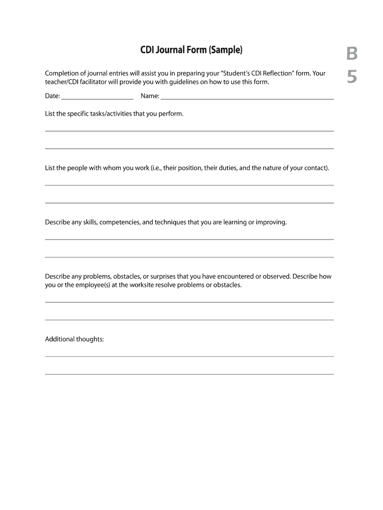 Fillable Online B5 CDI Journal Form (Sample) - edu.gov.mb.ca Fax Email ...