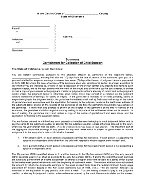 Fillable Online Garnishment for Collection of Child Support Fax Email ...