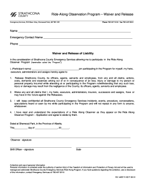 Fillable Online ES 14297 Ride Along Observer Program Emergency Contact ...