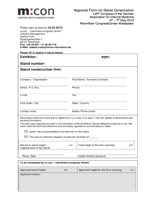 Fillable Online Approval Form for Stand Construction Fax Email Print ...